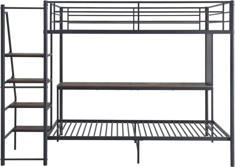 Patrová postel, černá, kov, 90x200, NIVARA Kondela 0000416498