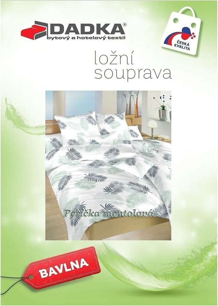 Bavlněné povlečení Peříčka mentolové 140x200, 70x90 cm