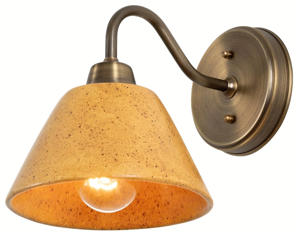 Keramická nástěnná lampa MILO Honey/medová barva/stará mosaz