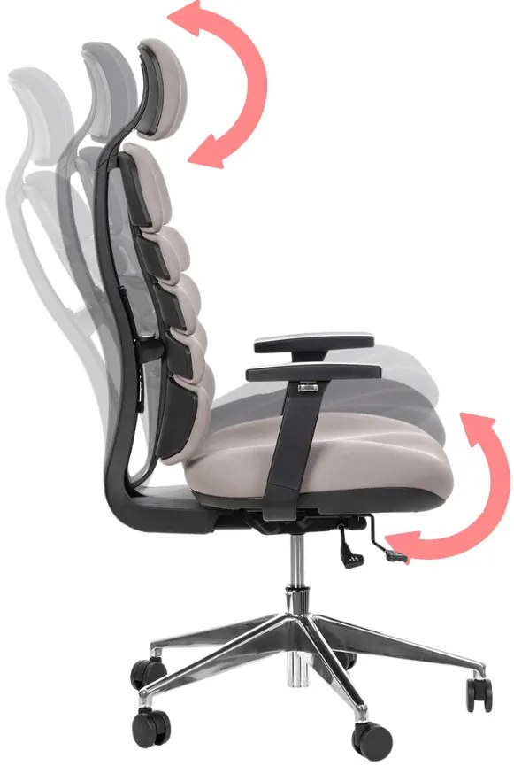 MERCURY Ergonomická kancelářská židle WORKEASE - šedá látka