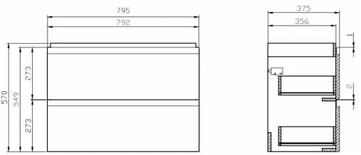 Cersanit Moduo, závěsná umyvadlová skříňka 80cm, bílá lesklá, S929-002