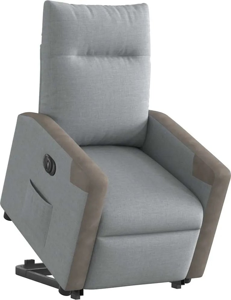Elektrické zvedací polohovací křeslo světle šedé textil 3324100