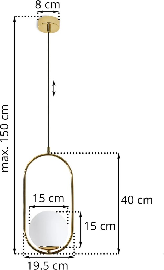 Závěsné svítidlo Florence, 1x bílé skleněné stínítko, g, U