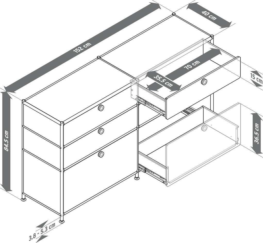 Tchibo - Kovová komoda »Cn3« se 6 zásuvkami - barva: bílá