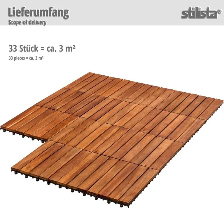 Stilista 77229 STILISTA dřevěné dlaždice, mozaika 3, akát, 3 m²