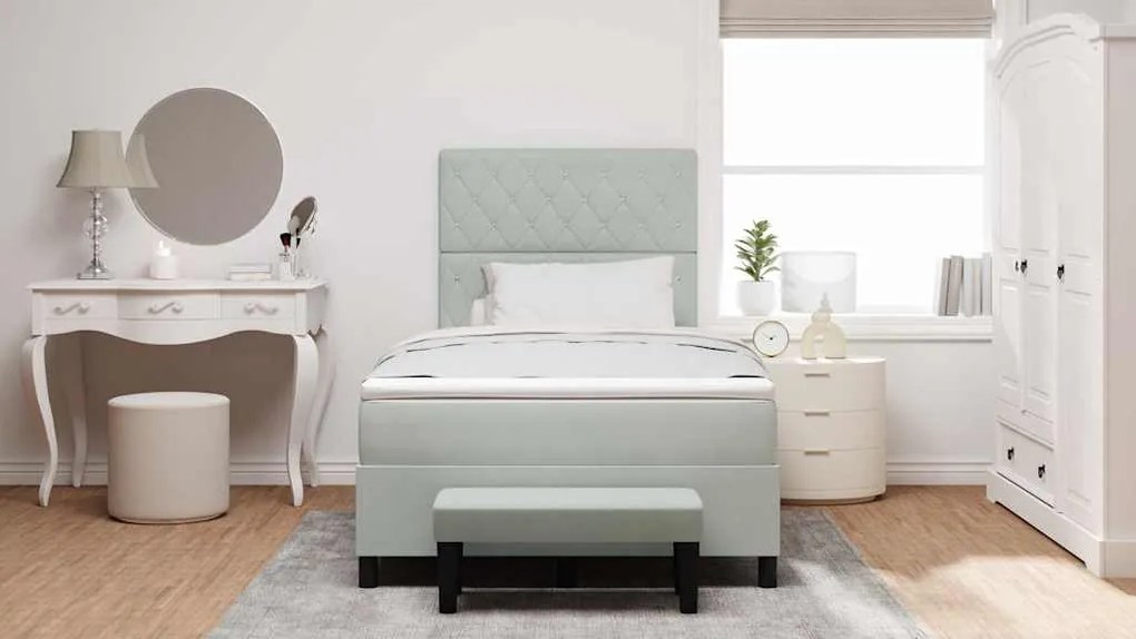 Postel s boxspringem s čelo Světle šedá 190 x 120 cm samet 3344432