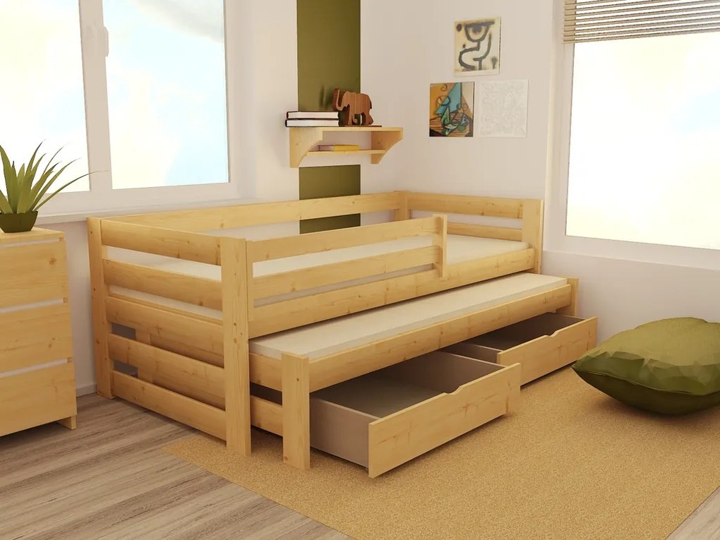 Vomaks Dětská postel s výsuvnou přistýlkou DPV 007 80 x 180 cm bezbarvý lak