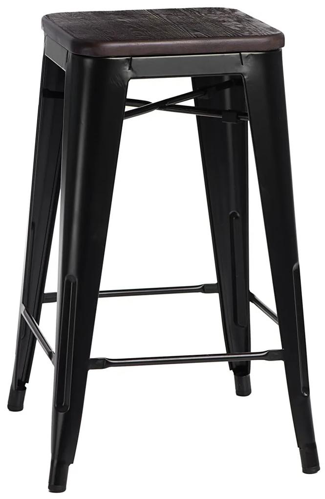 Barová židle Paris Wood 75cm černá kartáčovaná borovice