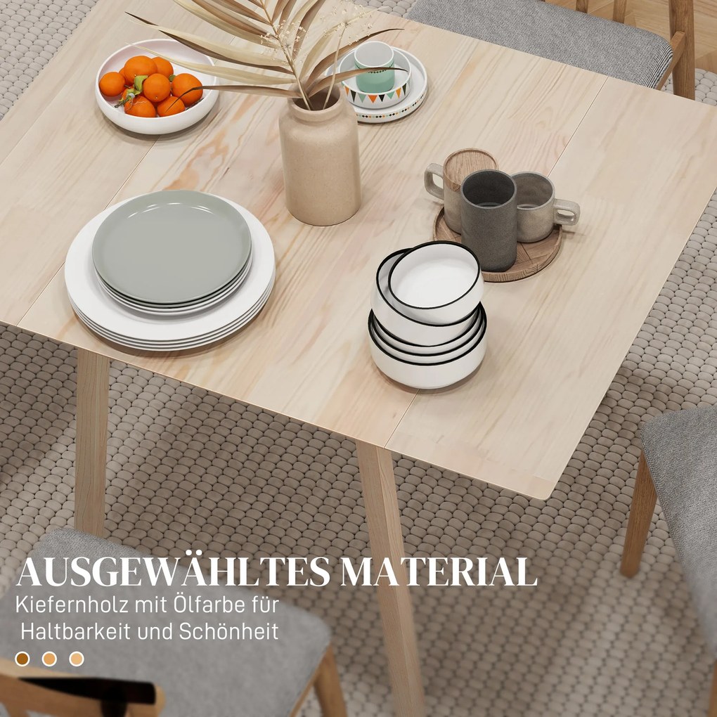 HOMCOM Rozkládací jídelní stůl Kuchyňský stůl pro 2-4 osoby ze dřeva 110 x 86 x 75 cm ideální do malých místností v přírodní barvě