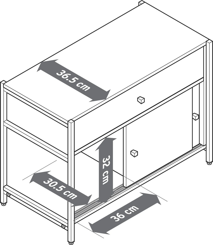 Tchibo - Komoda »Grade« se zásuvkou a posuvnými dvířky - barva: bílá