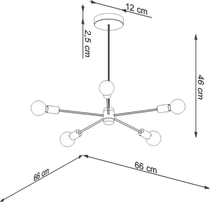 Sollux Lighting Lustr LANGO 5 černý