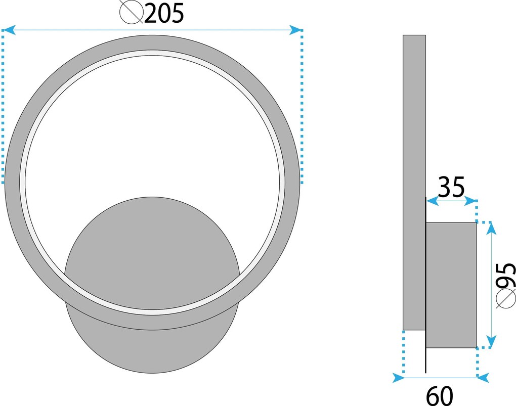 Toolight Toolight, LED nástěnné svítidlo 20cm, 10W, 3000K, LHJ081-W, černá matná, OSW-50060