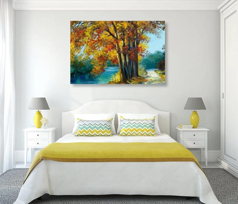 Obraz malované stromy v barvách podzimu - 90x60 cm