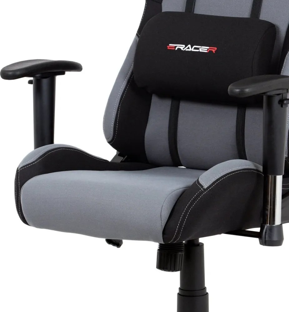 Kancelářská židle houpací mech., kovový kříž, šedá látka – opěrák 90°–180° Šedá