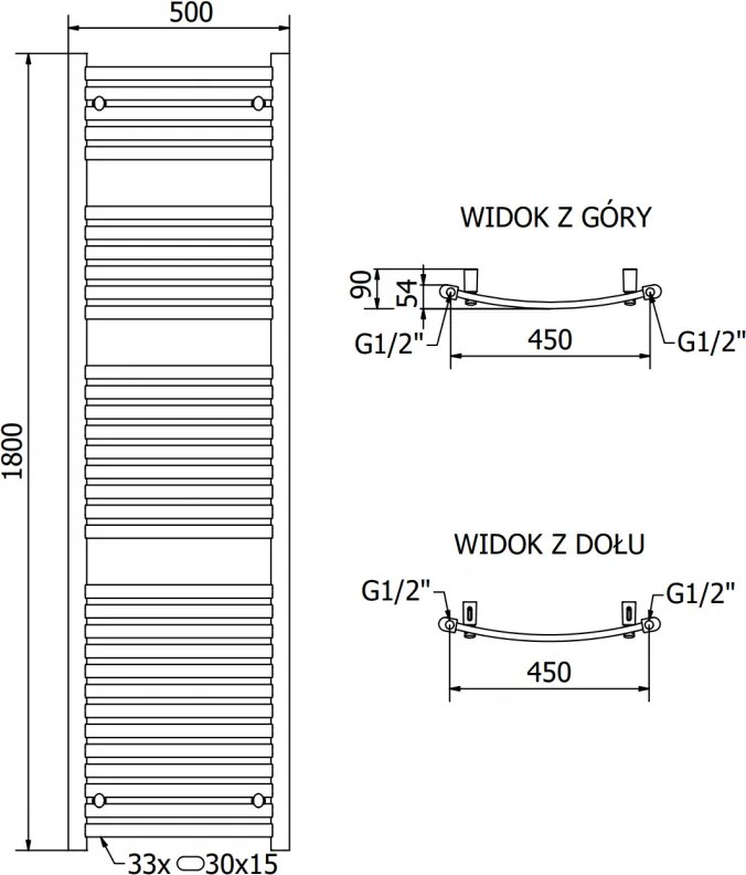 Mexen Helios, elektrické topné těleso 1800 x 500 mm, 900 W, antracitová, W103-1800-500-2900-66