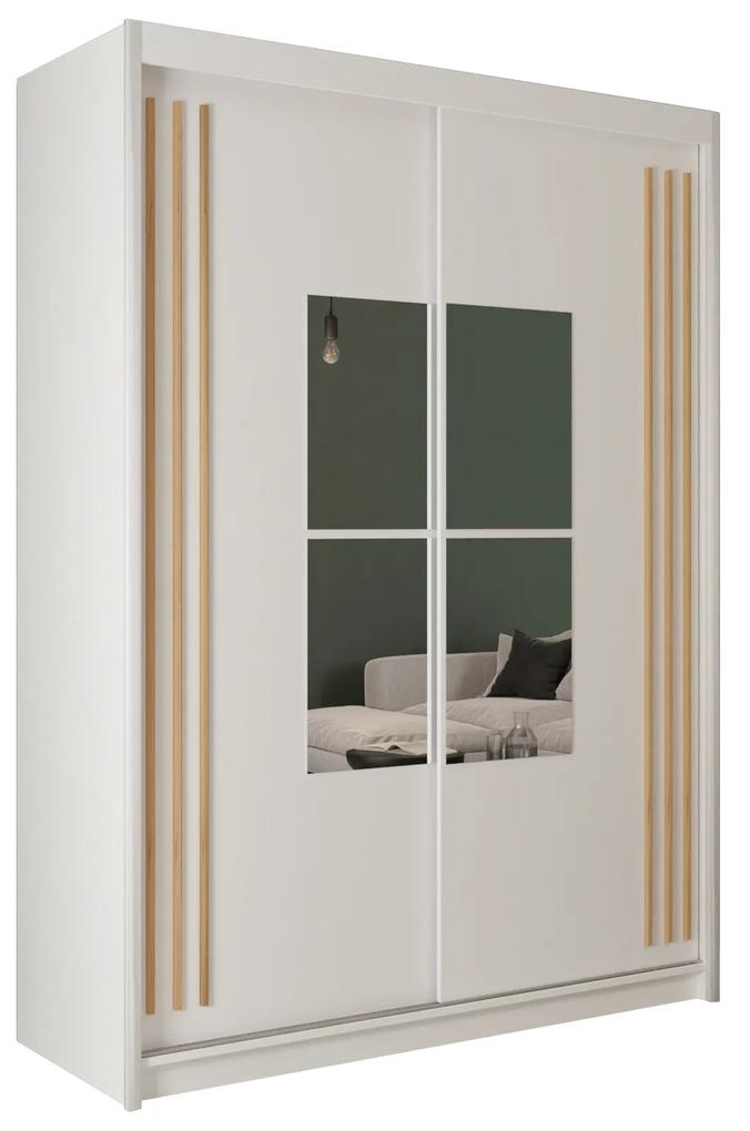 ARK Šatní skříň IKING, Bílá/Zlatá 150 cm