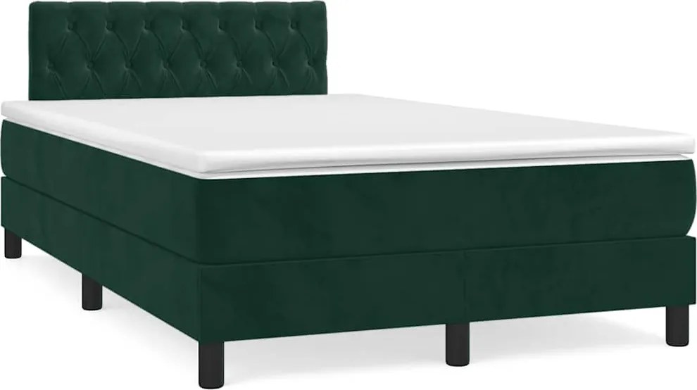 Box spring postel s matrací tmavě zelená 120 x 200 cm samet 3141476