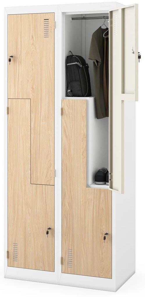 Šatní skříň typu L se 4 komorami, bílá/dub sonoma, 800x1850x450 mm: JULIA Eco Design