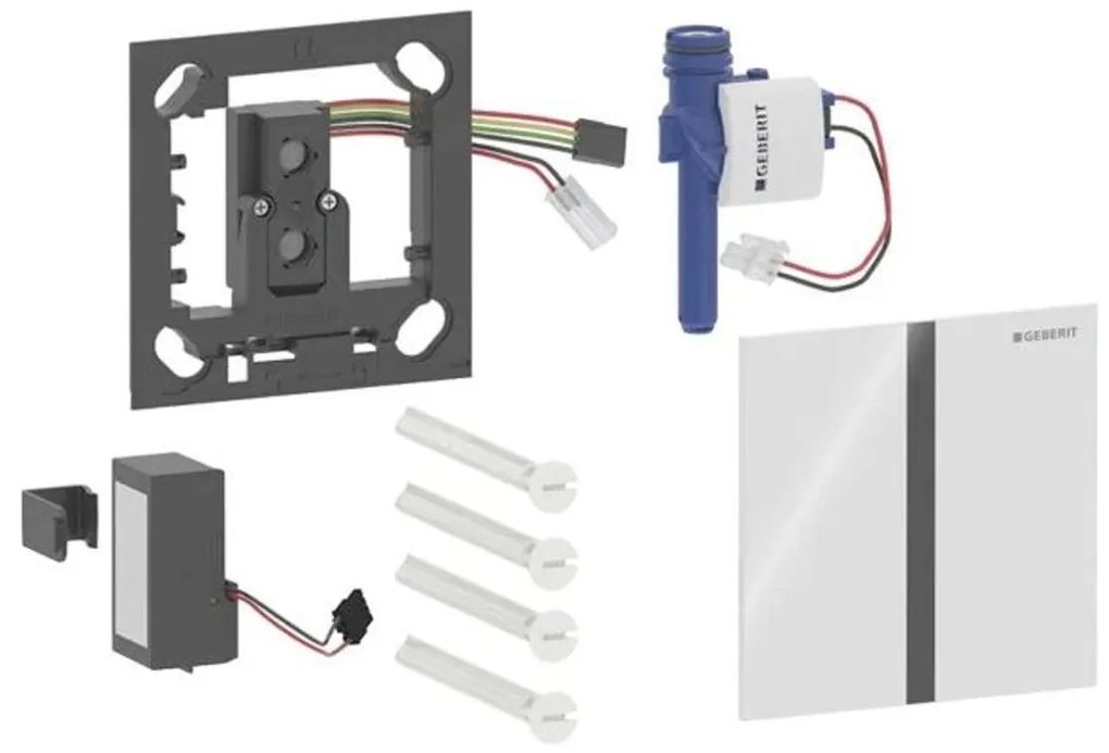 Geberit - Elektronické ovládání splachování pisoárů typ 40, bateriové napájení, Bluetooth, sklo/bílá 116.237.SI.1