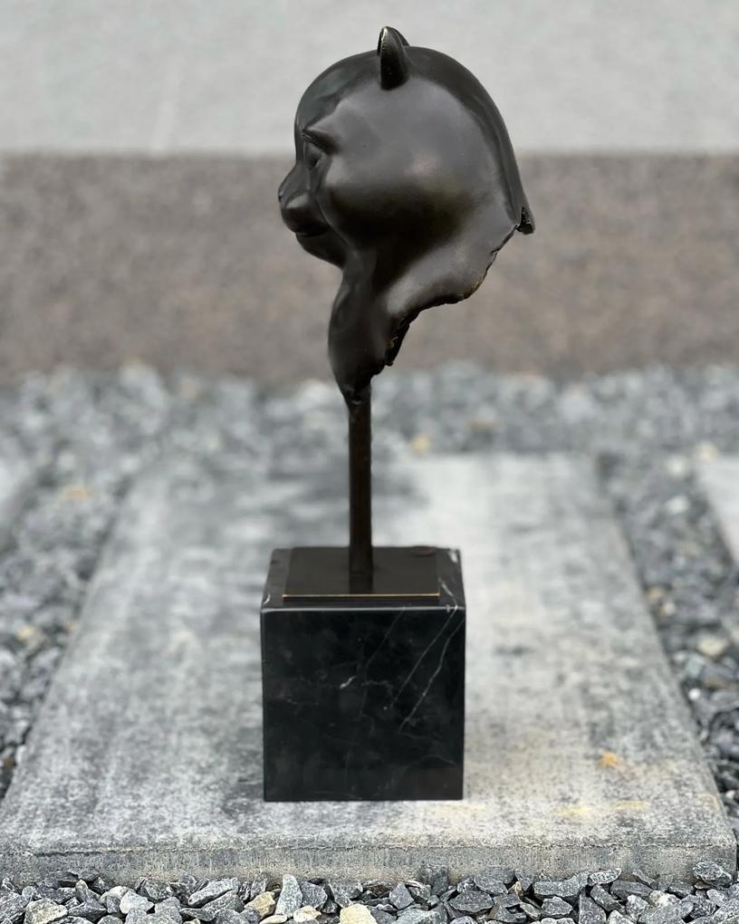 Moderní bronzová socha soška - Kočičí hlava