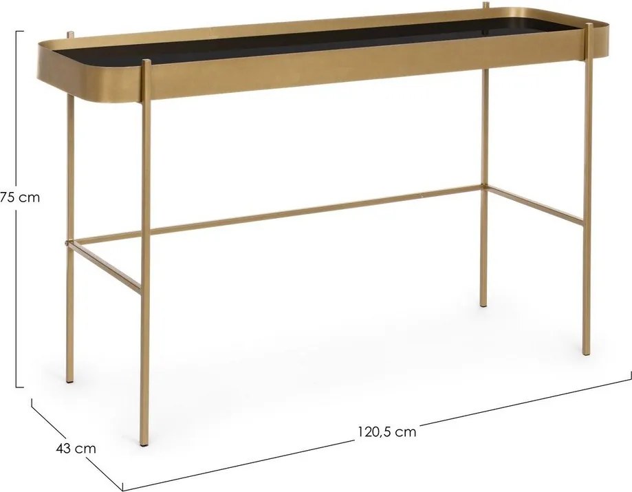 Konzolový stolek se skleněnou deskou ve zlaté barvě 43x120,5 cm Rashida – Bizzotto