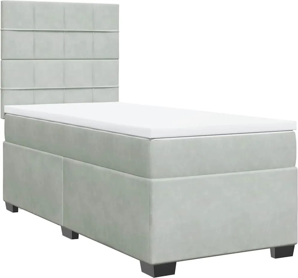 Box spring postel s matrací světle šedá 90x190 cm samet 3293086