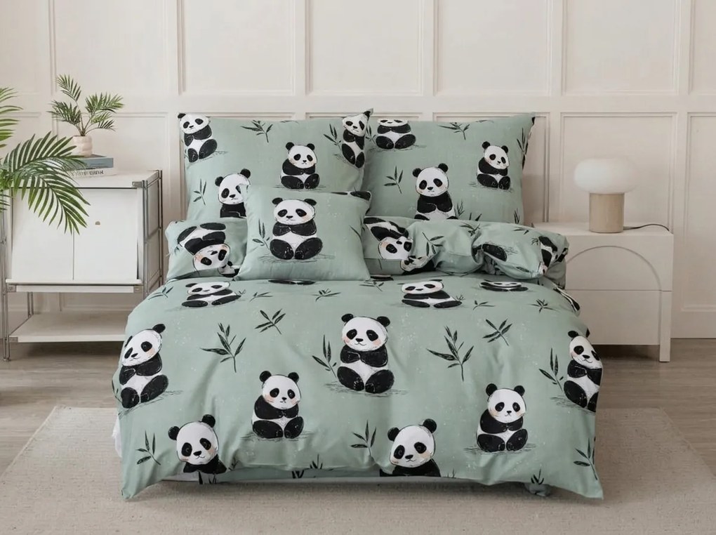 Povlečení z mikrovlákna PANDA RELAX mentolové Rozměr povlečení: 70 x 90 cm | 140 x 200 cm