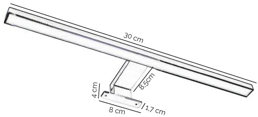 ONLI-LED Koup. osvětlení zrcadla NEMO LED/4,5W/230V 4000K 30cm IP44 lesklý chrom