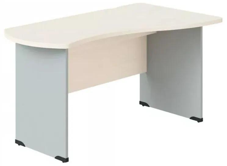 Lenza Rohový kancelářský stůl BERN, dřevěná podnož, pravý, bříza, délka 1800 mm