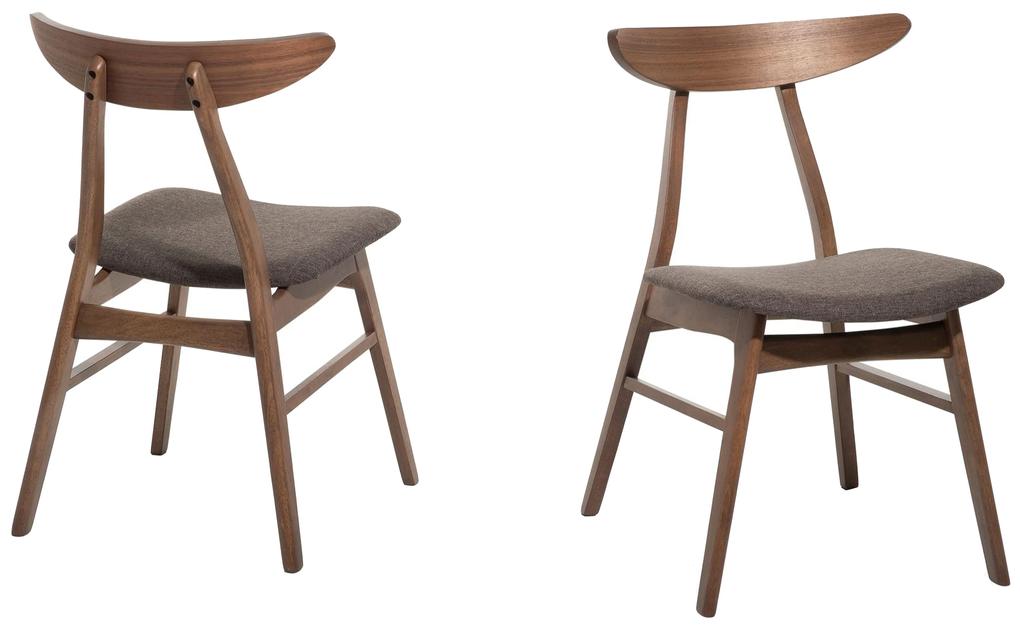 Sada 2 dřevěných jídelních židlí tmavé dřevo/šedá LYNN Beliani