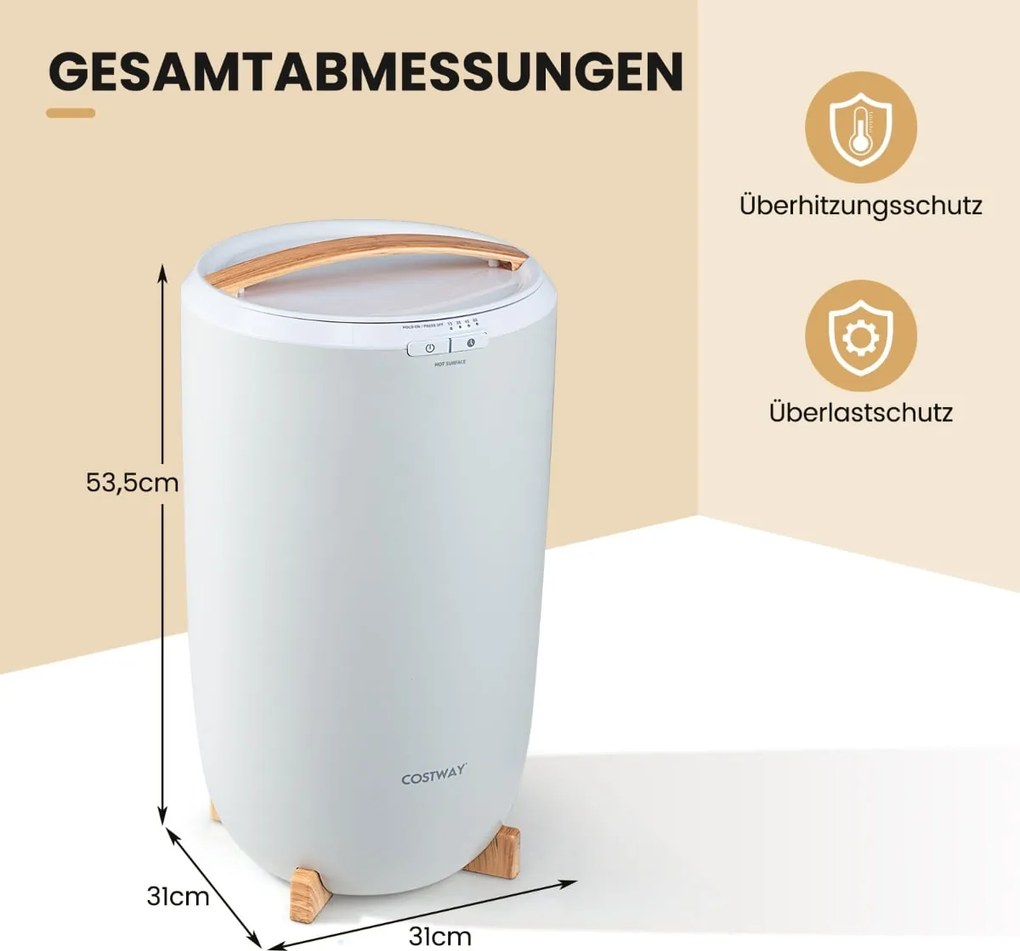 Costway Ohřívač ručníků velký stropní ohřívač 20 L s časovačem a automatickým