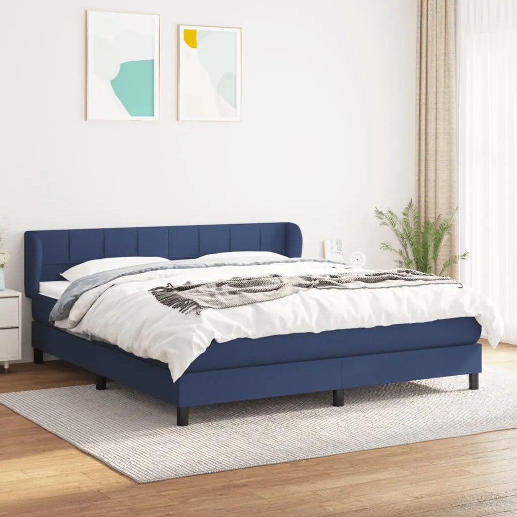Box spring postel s matrací modrá 160x200 cm textil 3126259
