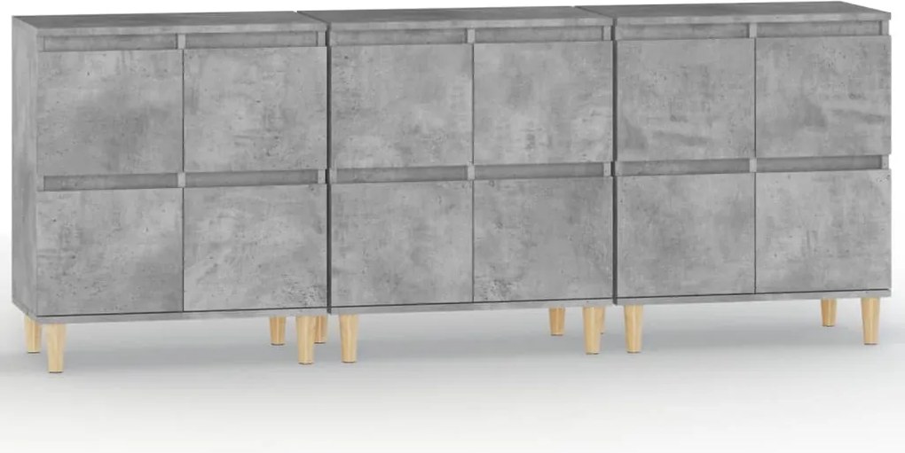 Příborníky 3 ks betonově šedé 60 x 35 x 70 cm kompozitní dřevo 3185771