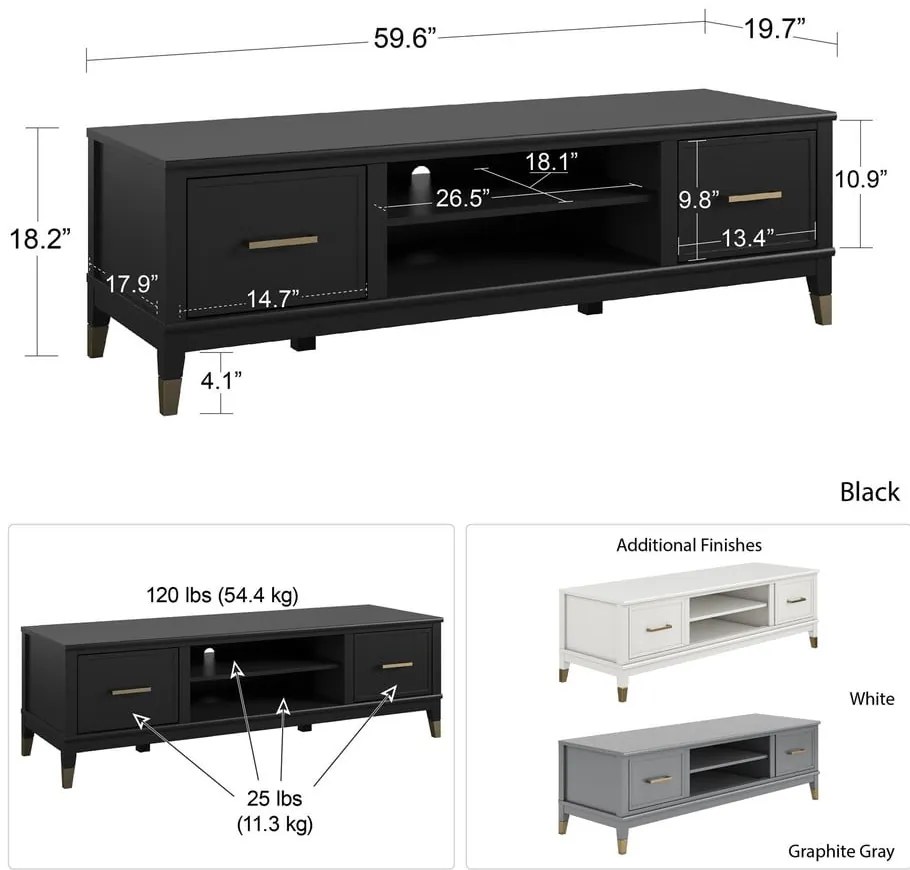 Bílý TV stolek CosmoLiving by Cosmopolitan Westerleigh
