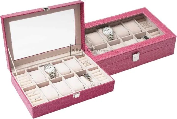Klenoty Budín Luxusní růžová šperkovnice JKBOX SP-938/A5
