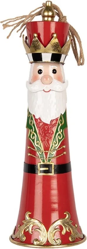 Kouzelný červený kovový vánoční zvonek Santa v podobě krále - Ø 16*47 cm