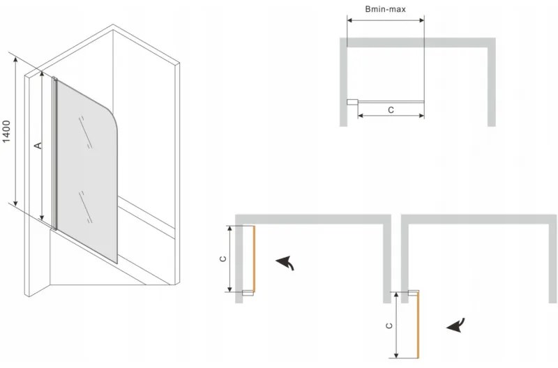 Mexen Vega obdélníková vana 170 x 70 cm s pláštěm 1-křídlovou zástěnou 70 cm, Černý vzor - 550117070X9307017077