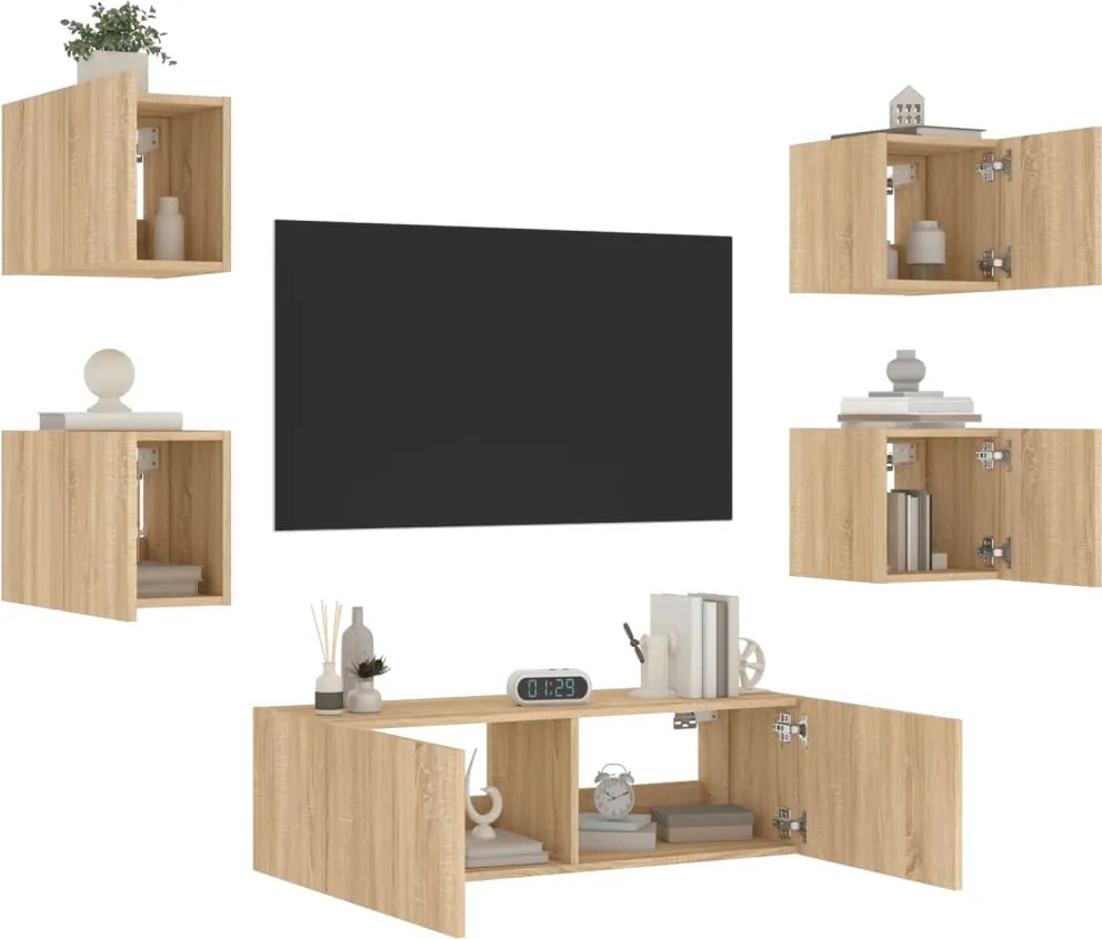5dílná obývací stěna s LED osvětlením dub sonoma 3216862