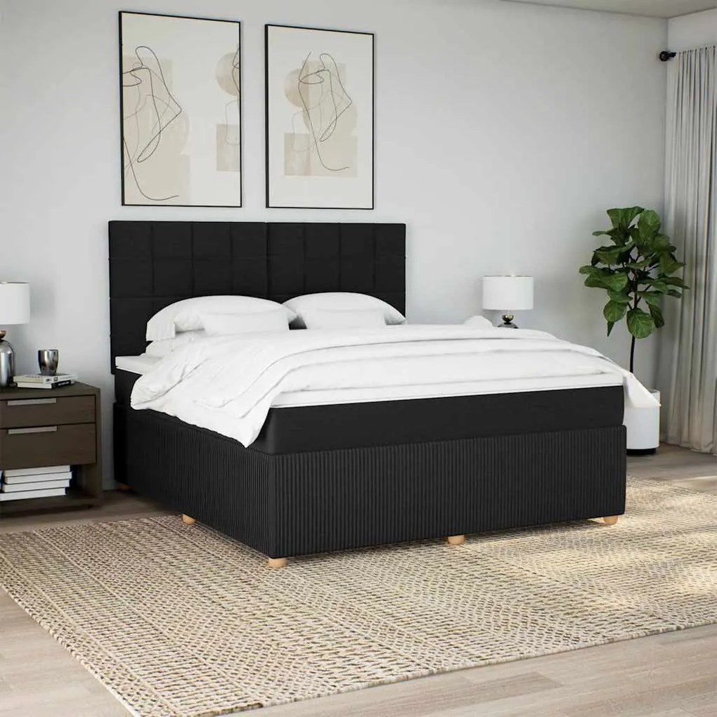 Box spring postel s matrací černá 180x200 cm textil 3294437
