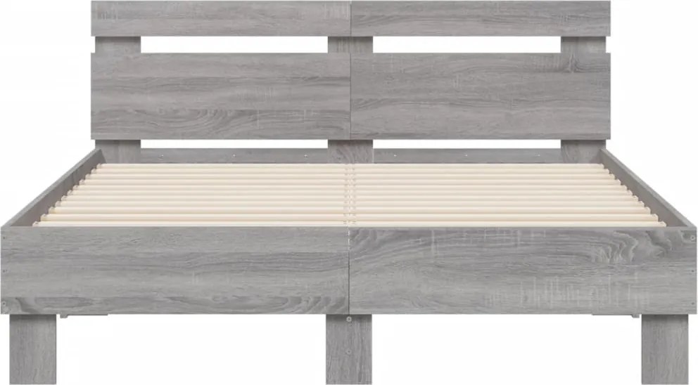 Rám postele s čelem a LED osvětlením šedý sonoma 120 x 200 cm 3207558
