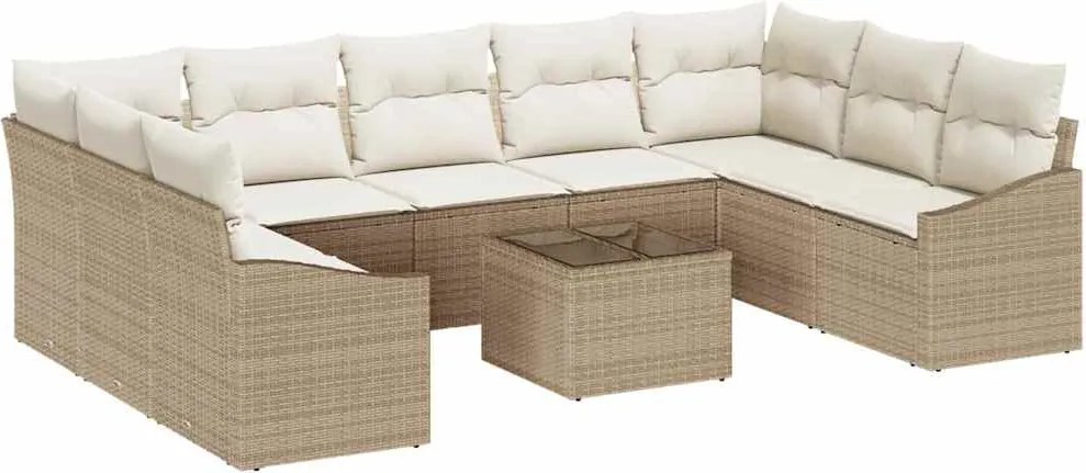 Set pohovek 10 ks Béžová polyratan 3346891