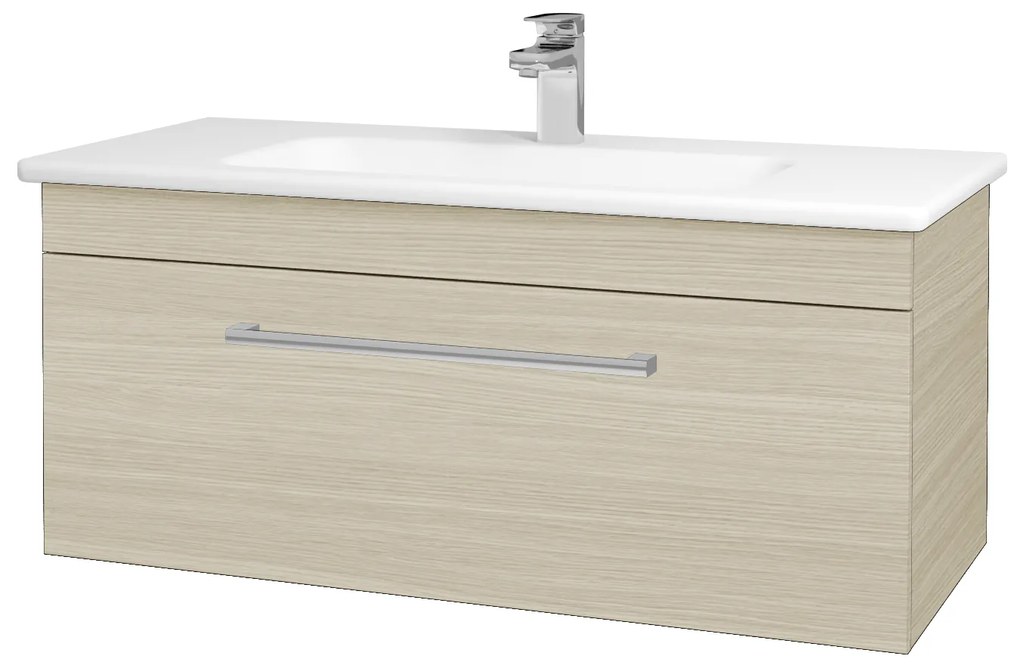 Dřevojas Koupelnová skříň ASTON SZZ 100 Varianta: N01 Bílá lesk / Úchytka T02 / D06 Ořech