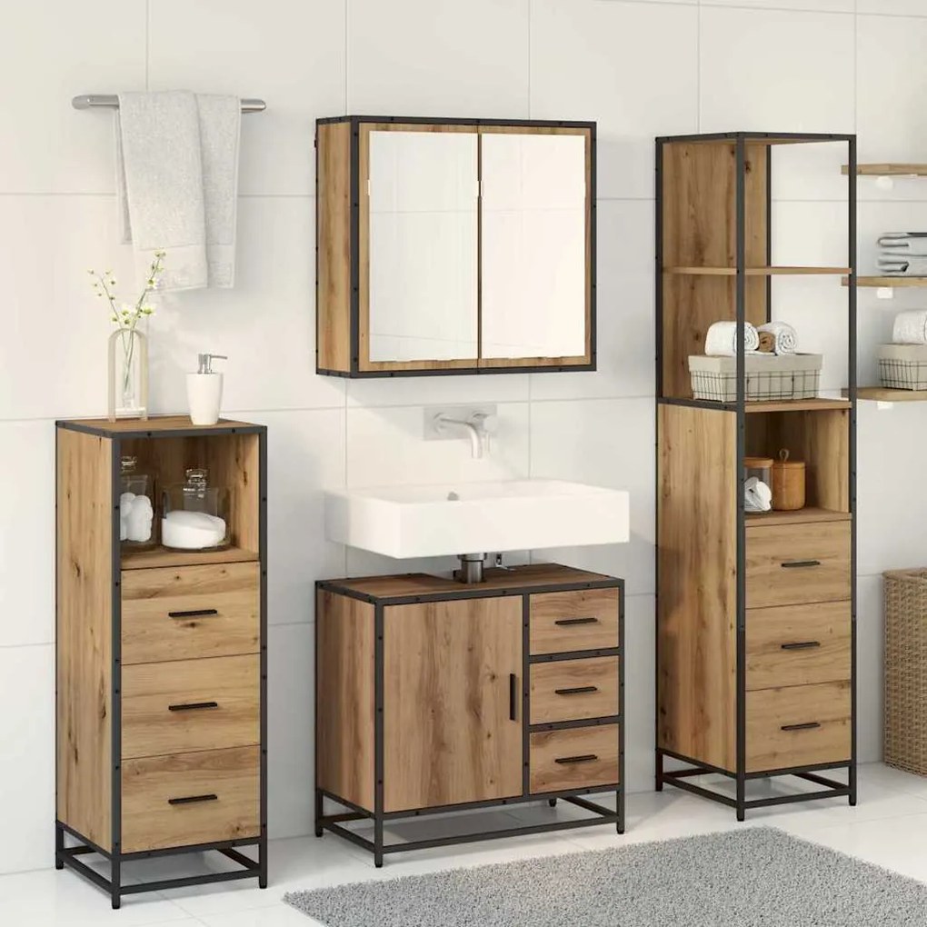 Sada koupelnového nábytku 4 ks Artisanový dub Kompozitní dřevo 3402330