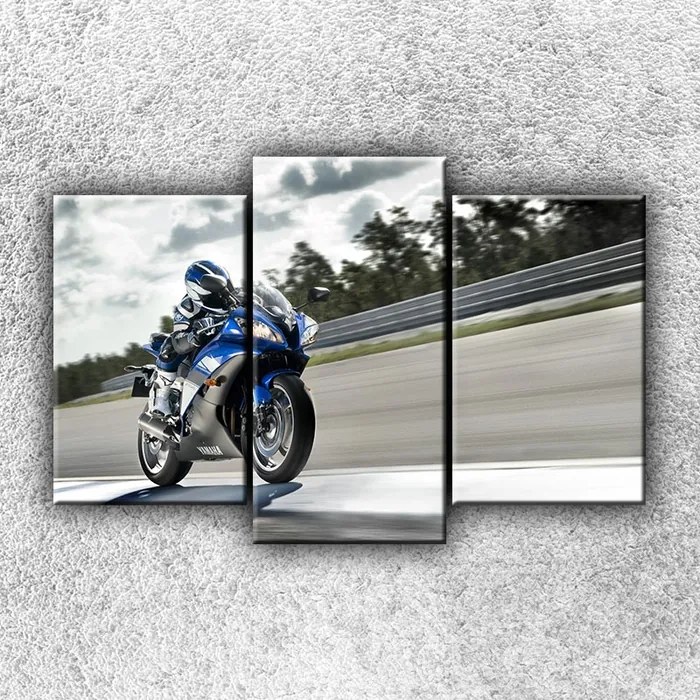 3 dílný obraz na stěnu Závodní Yamaha 3