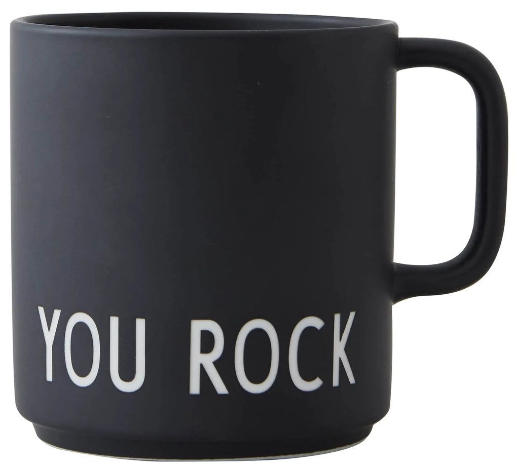 DESIGN LETTERS Porcelánový hrnek s ouškem You Rock 300 ml, černá barva, porcelán