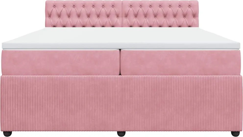 Box spring postel s matrací růžová 200x200 cm samet 3290141