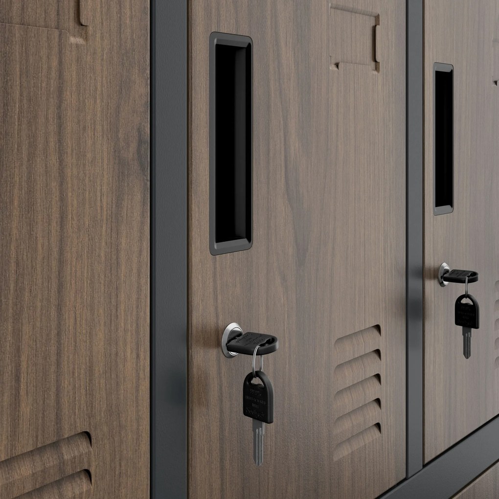 Skříň s 20 uzamykatelnými boxy, antracit/ořech, 1360x1720x450 mm: ROBERT Eco Design
