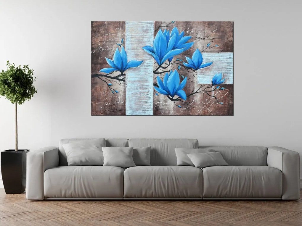 Gario Ručně malovaný obraz Nádherná modrá magnolie Rozměry: 70 x 100 cm