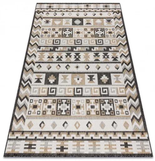 Dywany Łuszczów Kusový koberec Cooper Sisal Aztec 22218 ecru/black – na ven i na doma - 140x190 cm