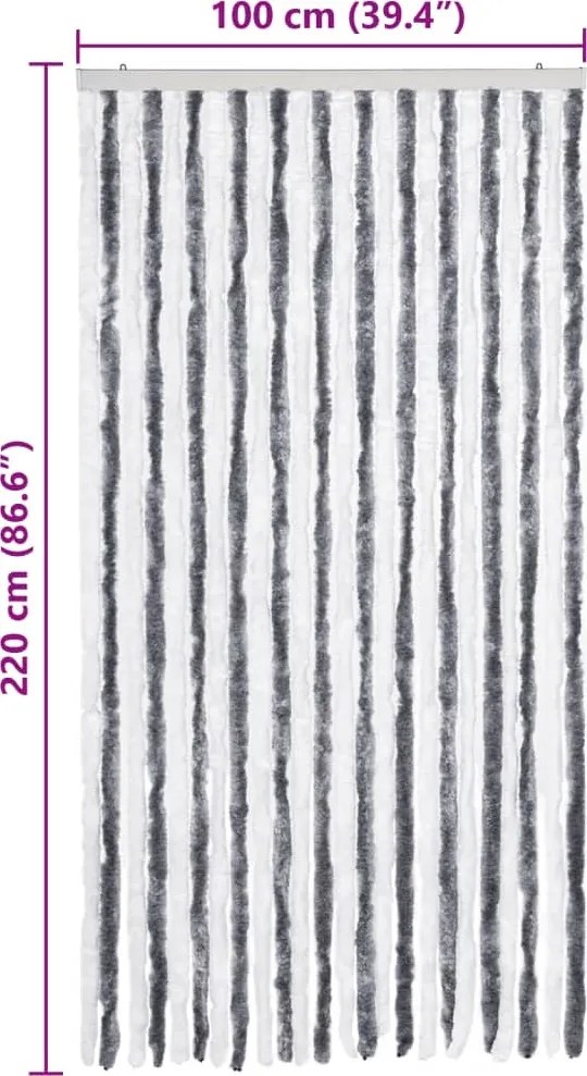 vidaXL Závěs proti hmyzu 100 x 220 cm žinylka [284281] Barva: Šedá a bílá